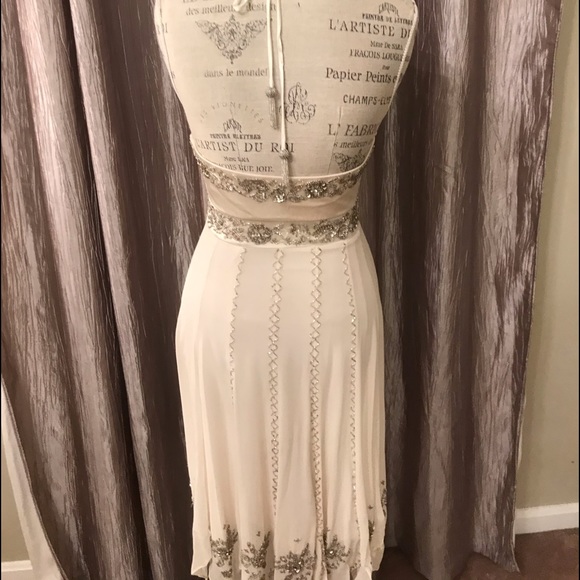 Cache | Dresses | Cream Beaded Dress | Poshmark